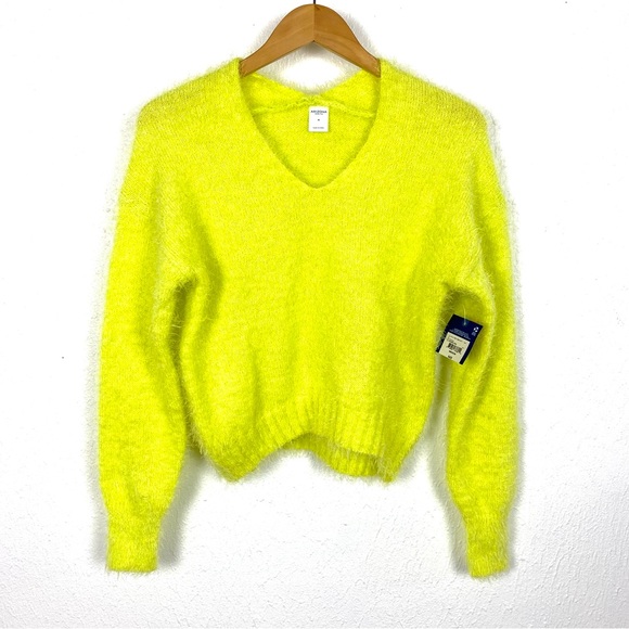 Arizona Jean Company | Sweaters | Nwt Neon Yellow Fuzzy Furry Eyelash ...